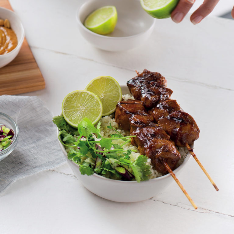 Satay chicken and cauliflower rice protein bowl - MyKitchen