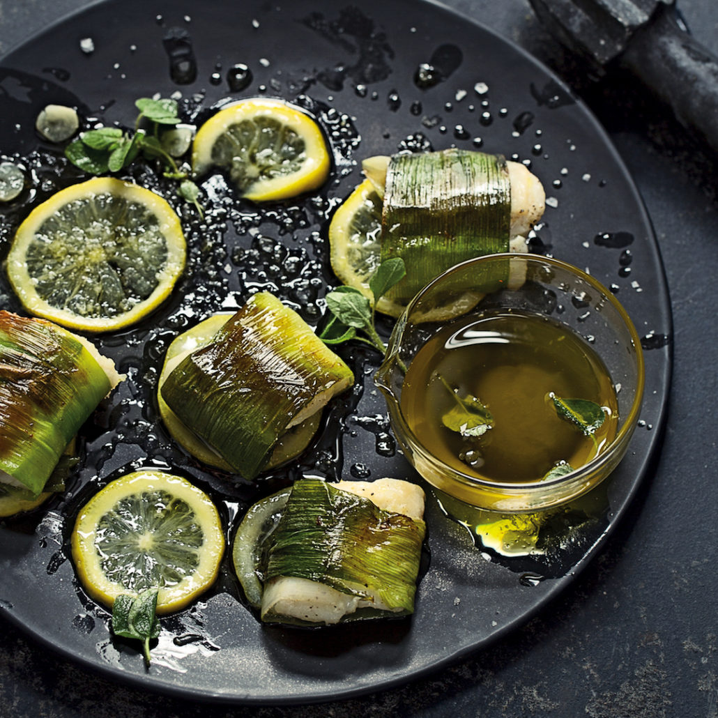 Leek-wrapped fish with confit lemon - MyKitchen