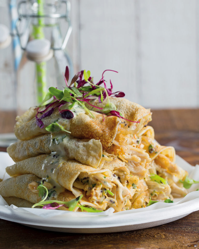 Mustard-apricot chicken pancakes - MyKitchen