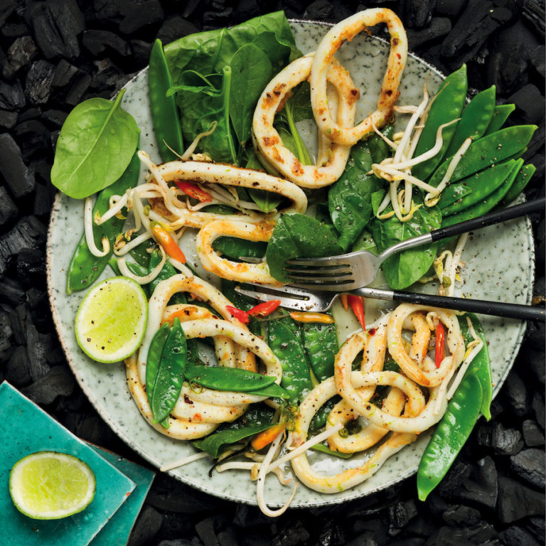 Calamari salad with lime and chilli dressing