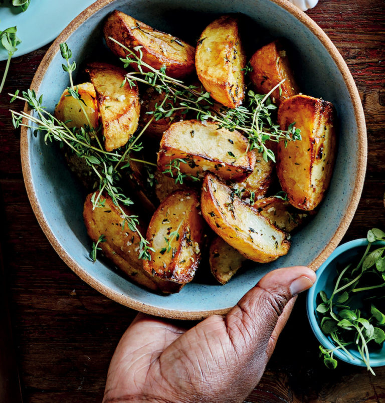 Serve your mains with these crispy herbed potatoes