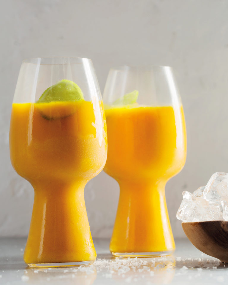 Salted mango and vodka slushies