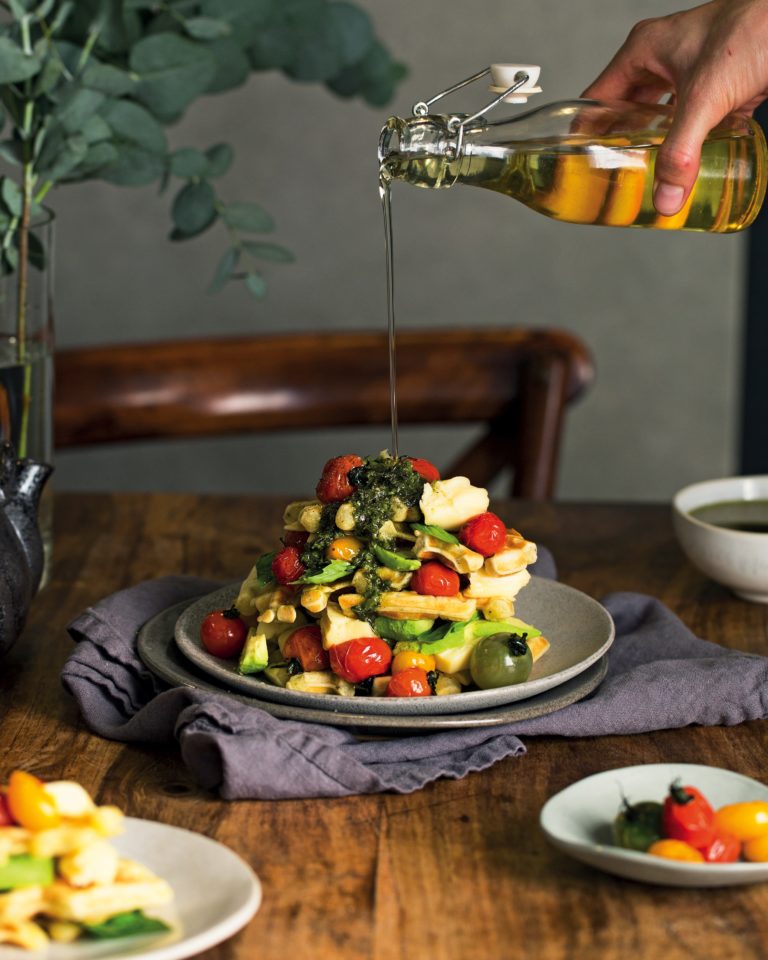 Savoury caprese salad waffles - MyKitchen