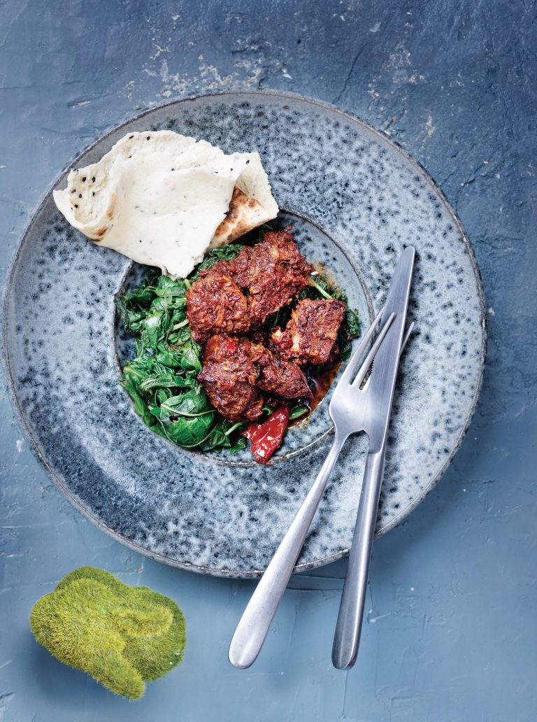 Traditional Ethiopian spicy beef stew with injera - MyKitchen