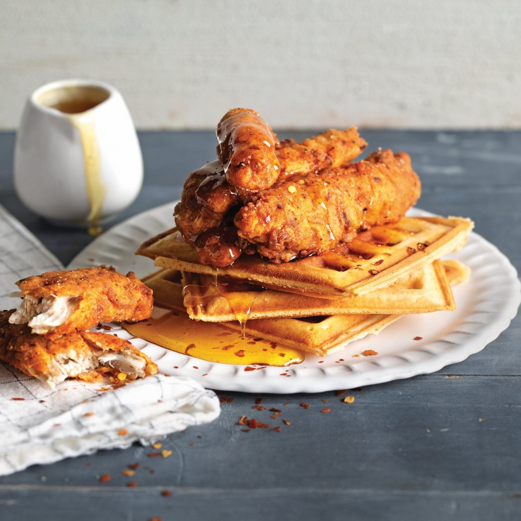 Fried chicken and waffles with salted syrup - MyKitchen