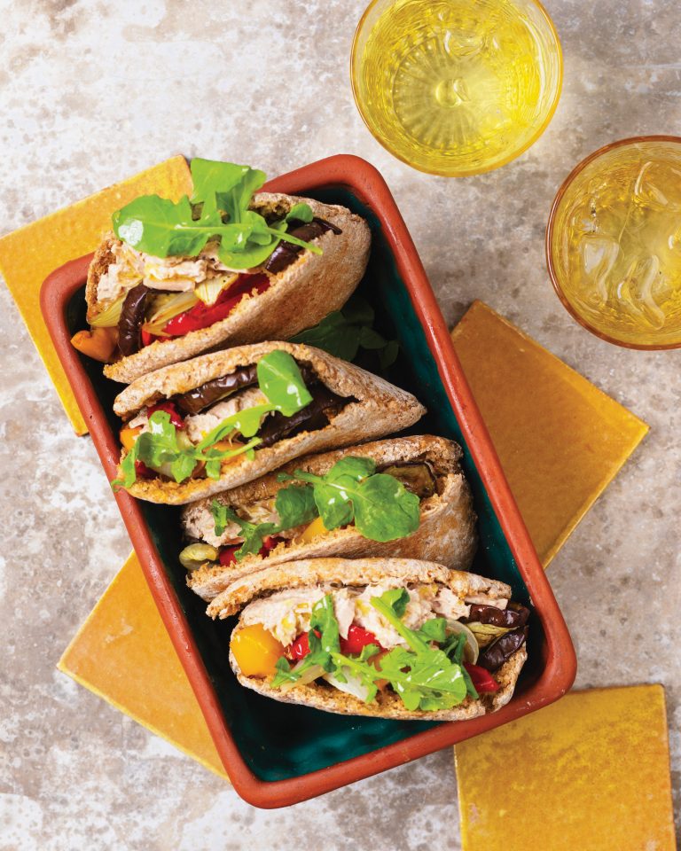 Roast veg and tuna-stuffed pita pockets - MyKitchen