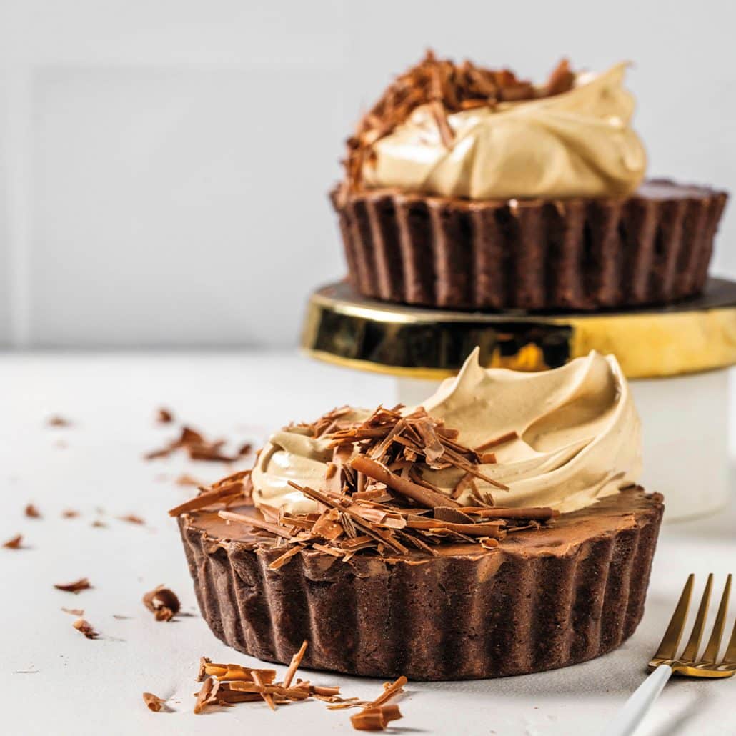 Chocolate ganache tartlets with dalgona whip - MyKitchen