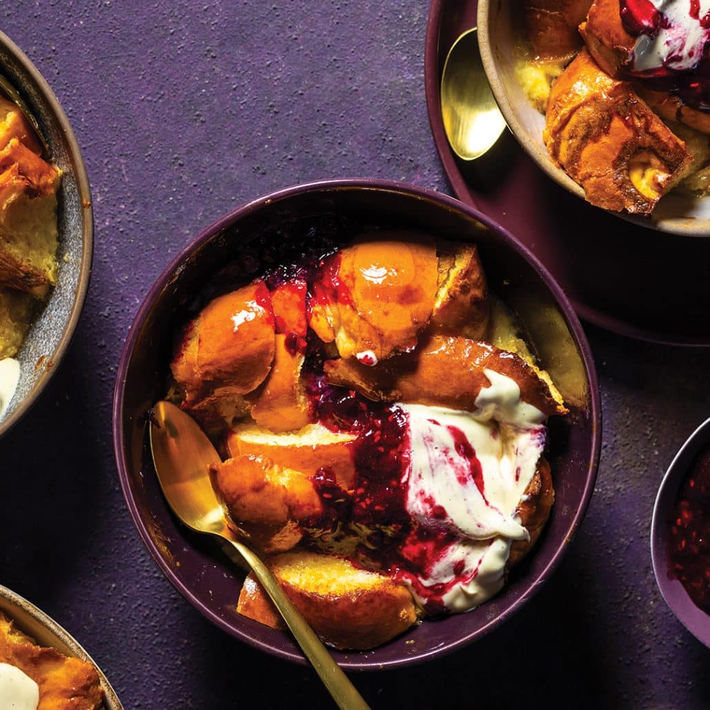 Bread and butter pudding with berry compote - MyKitchen